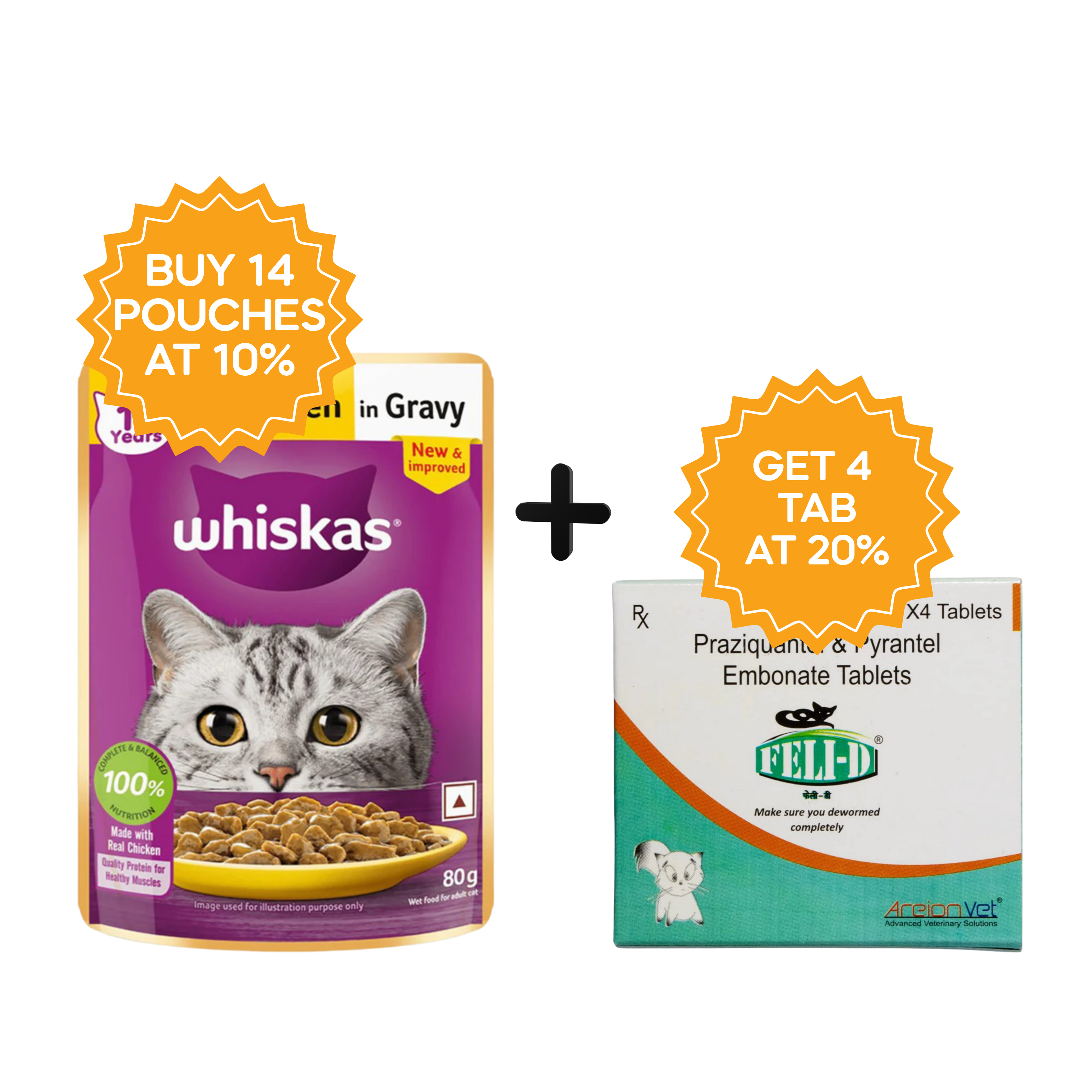 AnimealWHISKAS ADULT CHICKEN GRAVY (14 PACK) FELI-D TAB...